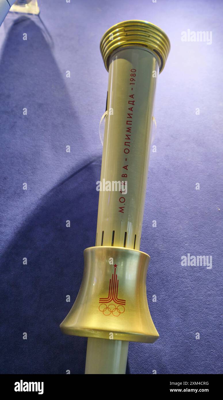 A display of the ceremonial torch used at the 1980 summer games in ...