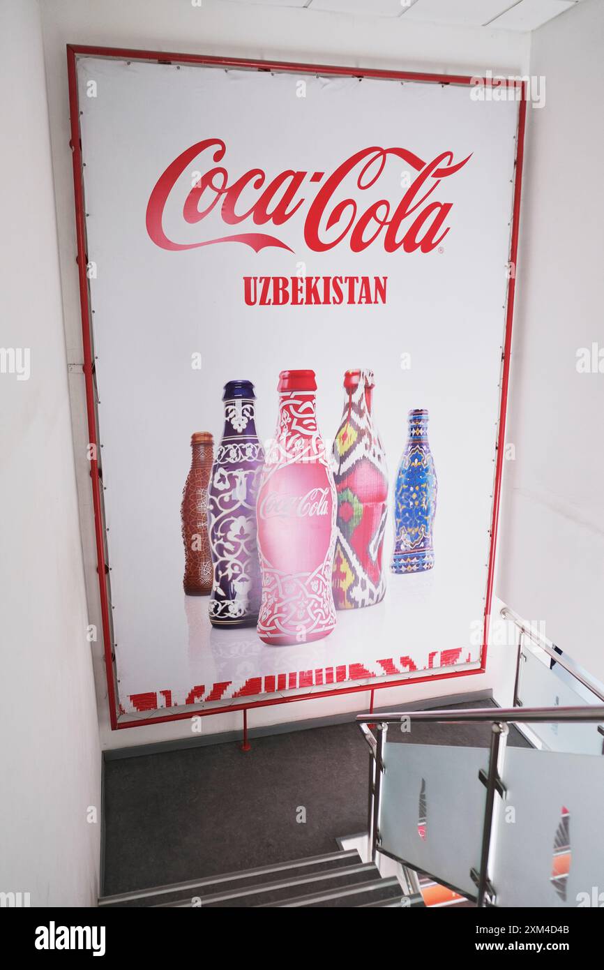 Poster of the iconic Coca Cola bottle with various Uzbek designs ...