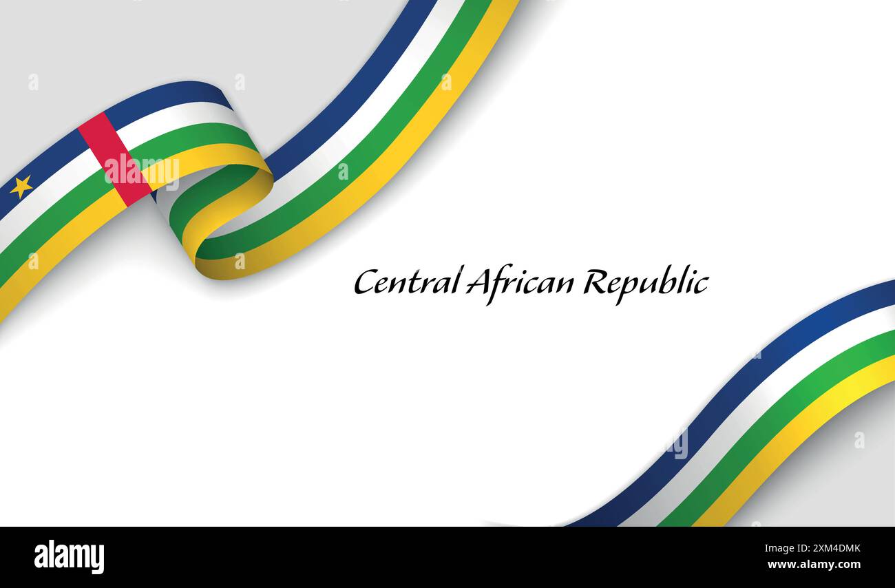 Curved ribbon with fllag of Central African Republic on white ...