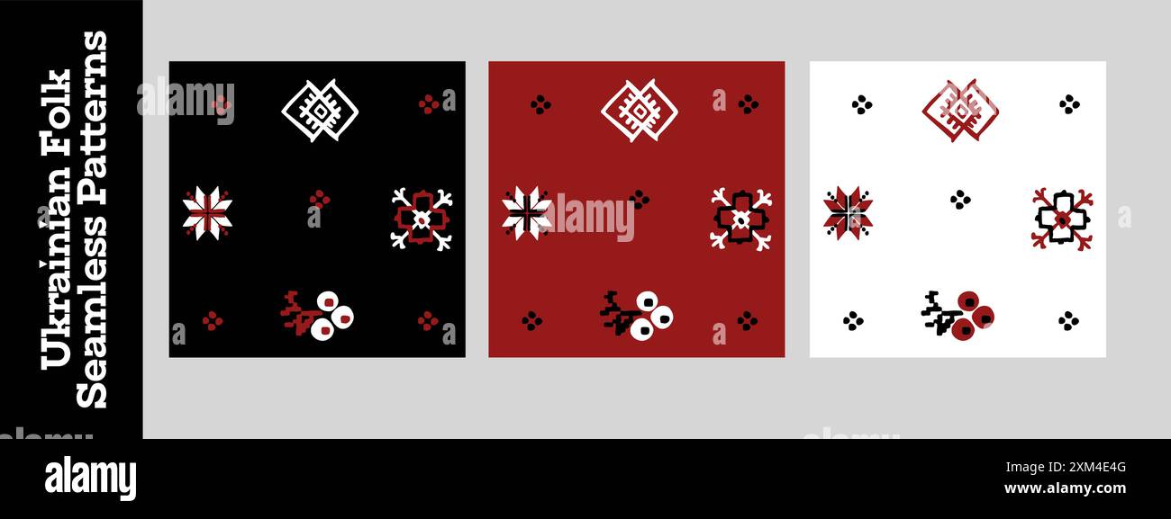 Vector Folk Slavic Pattern Set With Ukrainian Motifs Borderlines Design ...