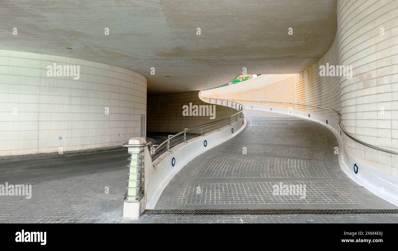 Curved architectural design in a modern building, highlighting ...