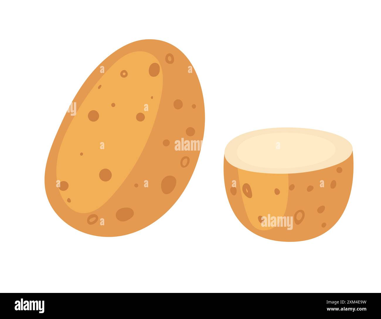 Whole and halved potato. Ripe food crop, natural organic vegetables ...