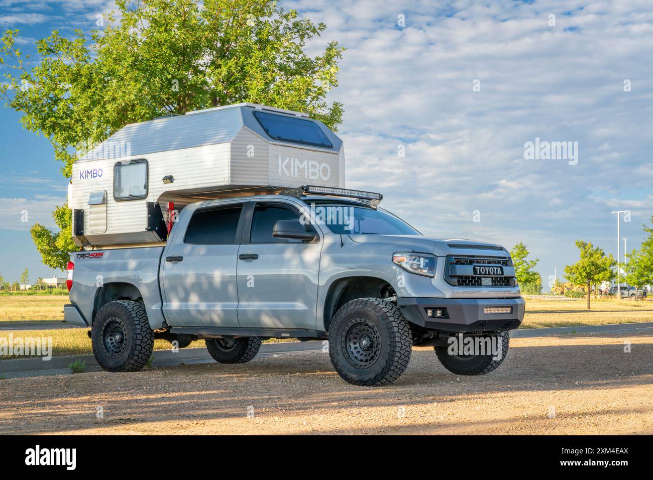 Loveland, CO, USA - August 27, 2023: Kimbo aluminum camper on Toyota ...