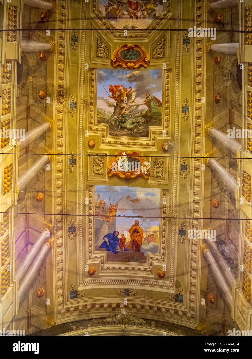 Saint George and the dragon, ceiling fresco San Giorgio Church ...