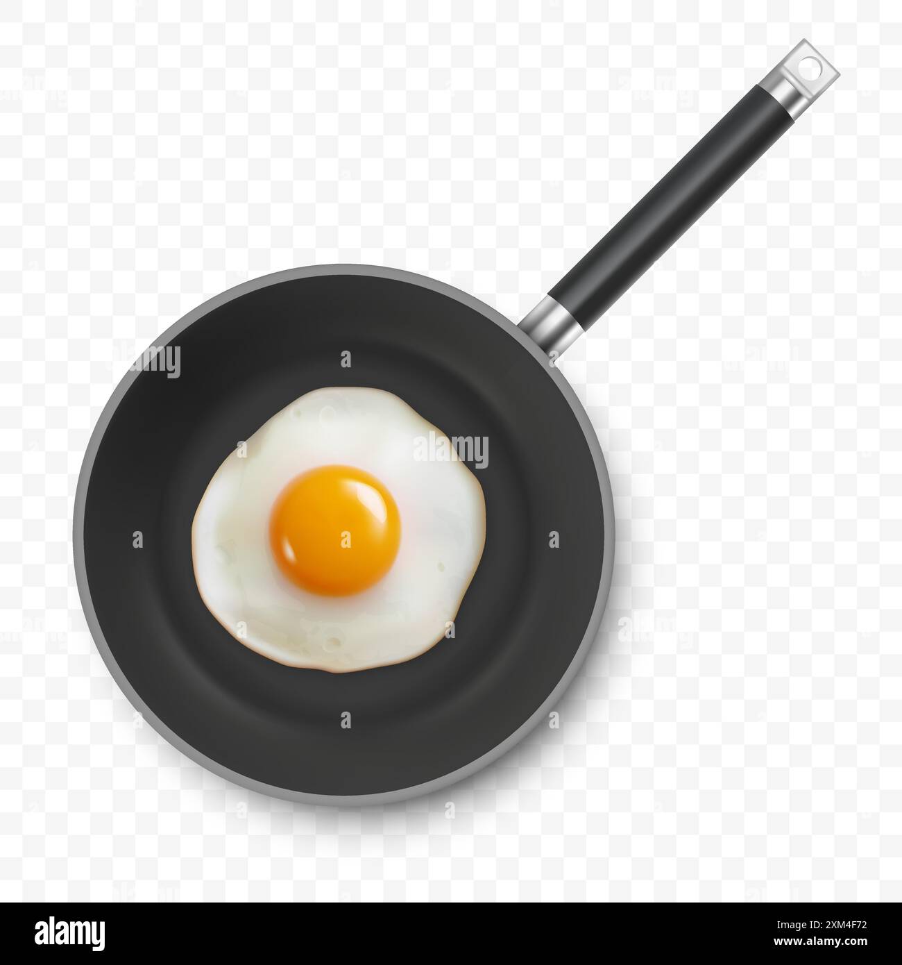 Vector 3d Realistic Fried Egg in the Frying Pan, Closeup Isolated in ...