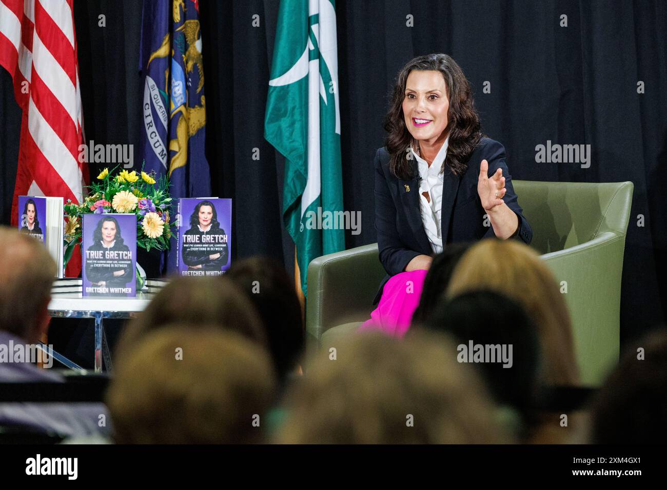 East Lansing, USA. 23rd July, 2024. Gov. Gretchen Whitmer speaks during ...