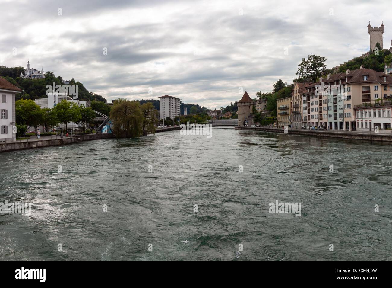 LUCERNE, SWITZERLAND - JULY 13, 2024: River Reuss in Lucerne, view from ...