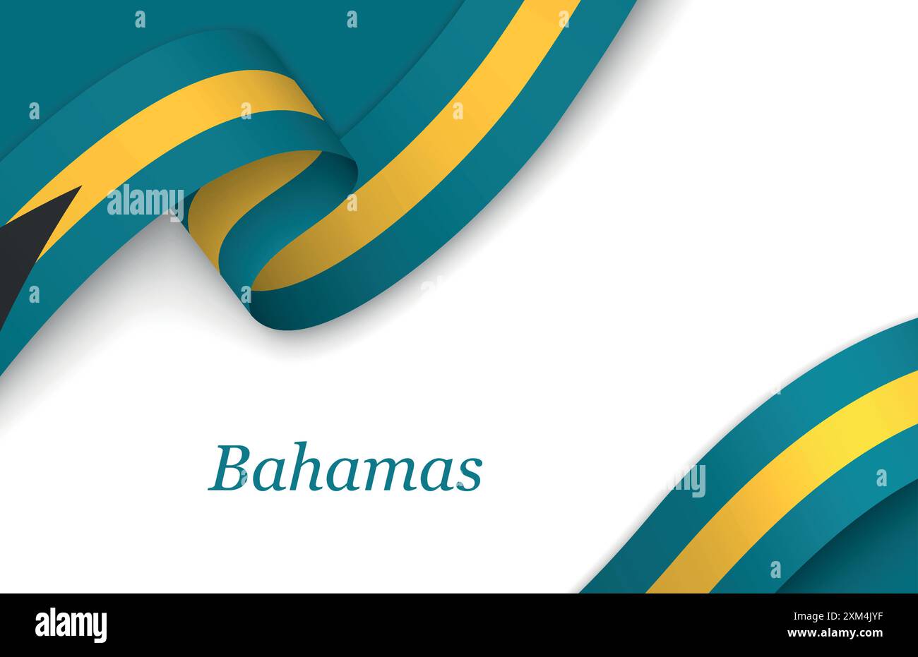 Curved ribbon with fllag of Bahamas on white background with copyspace ...