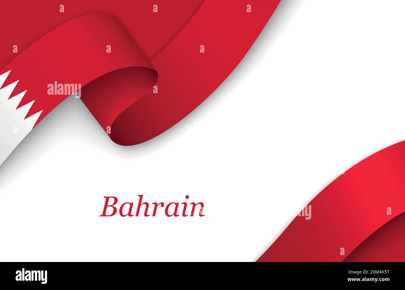 Curved ribbon with fllag of Bahrain on white background with copyspace ...