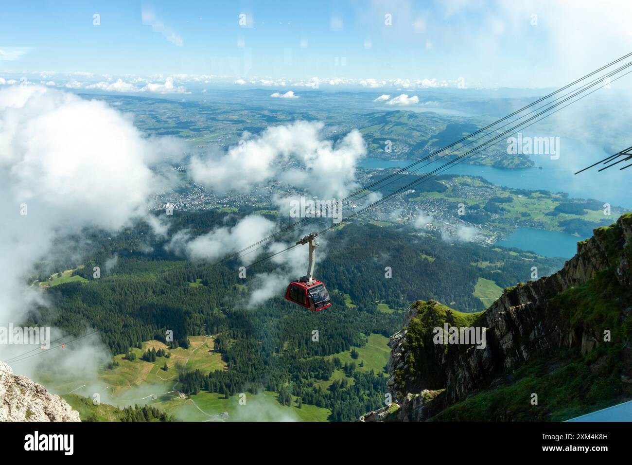 LUCERNE, SWITZERLAND - JULY 14, 2024: Cable car leading to the top of ...