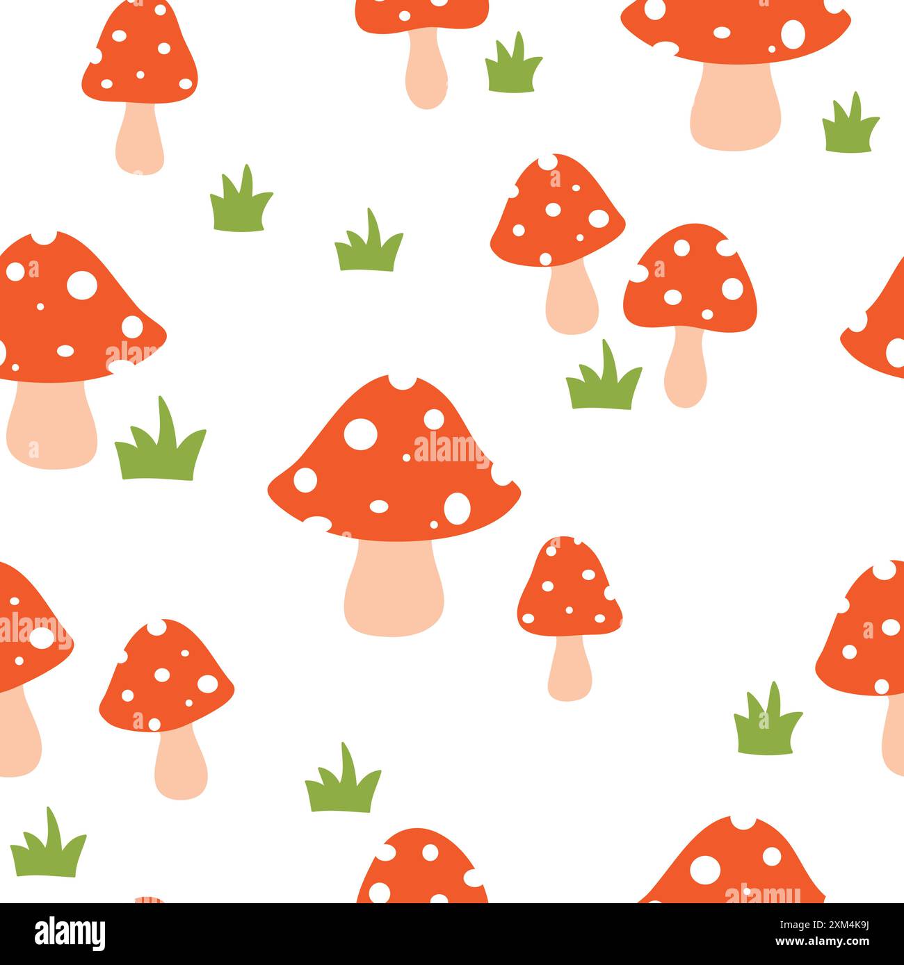 Seamless pattern with cute mushrooms. Vector illustration on white ...
