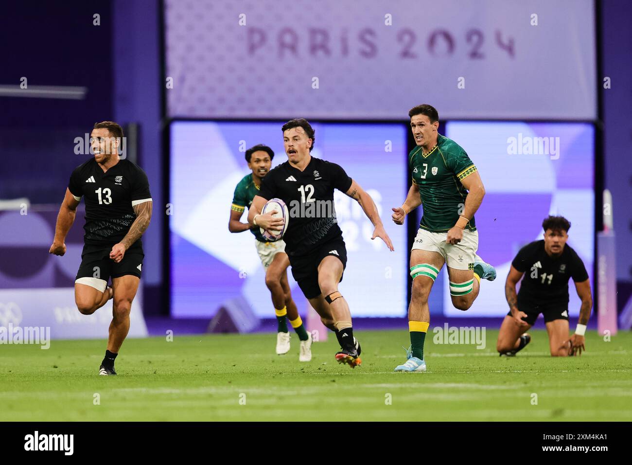 Paris, France, 25 July, 2024. Leroy Carter (12) of Team New Zealand ...