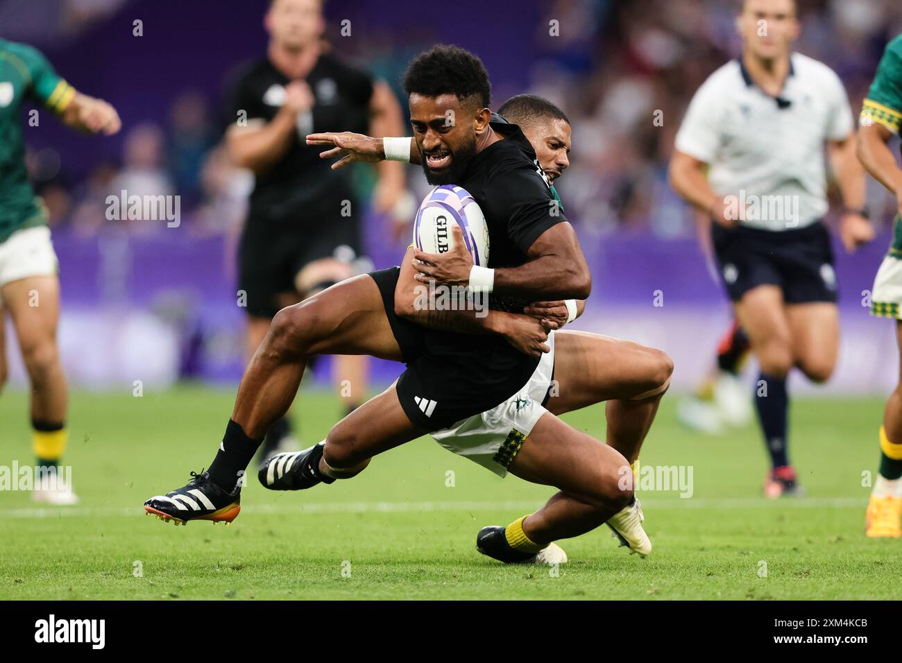 Paris, France, 25 July, 2024. Akuila Rokolisoa (4) of Team New Zealand ...