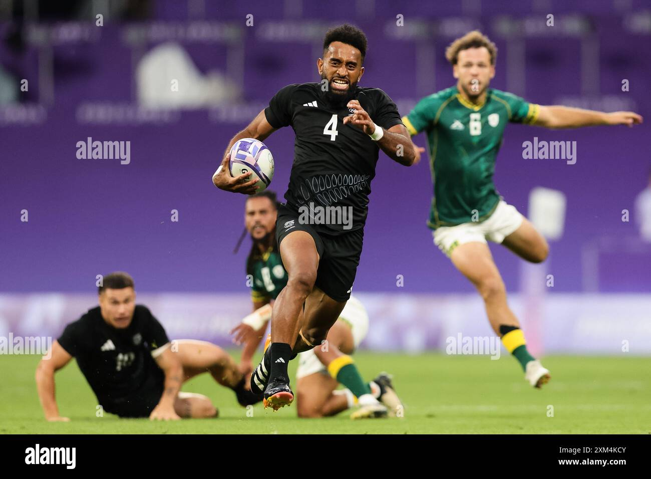 Paris, France, 25 July, 2024. Akuila Rokolisoa (4) of Team New Zealand ...