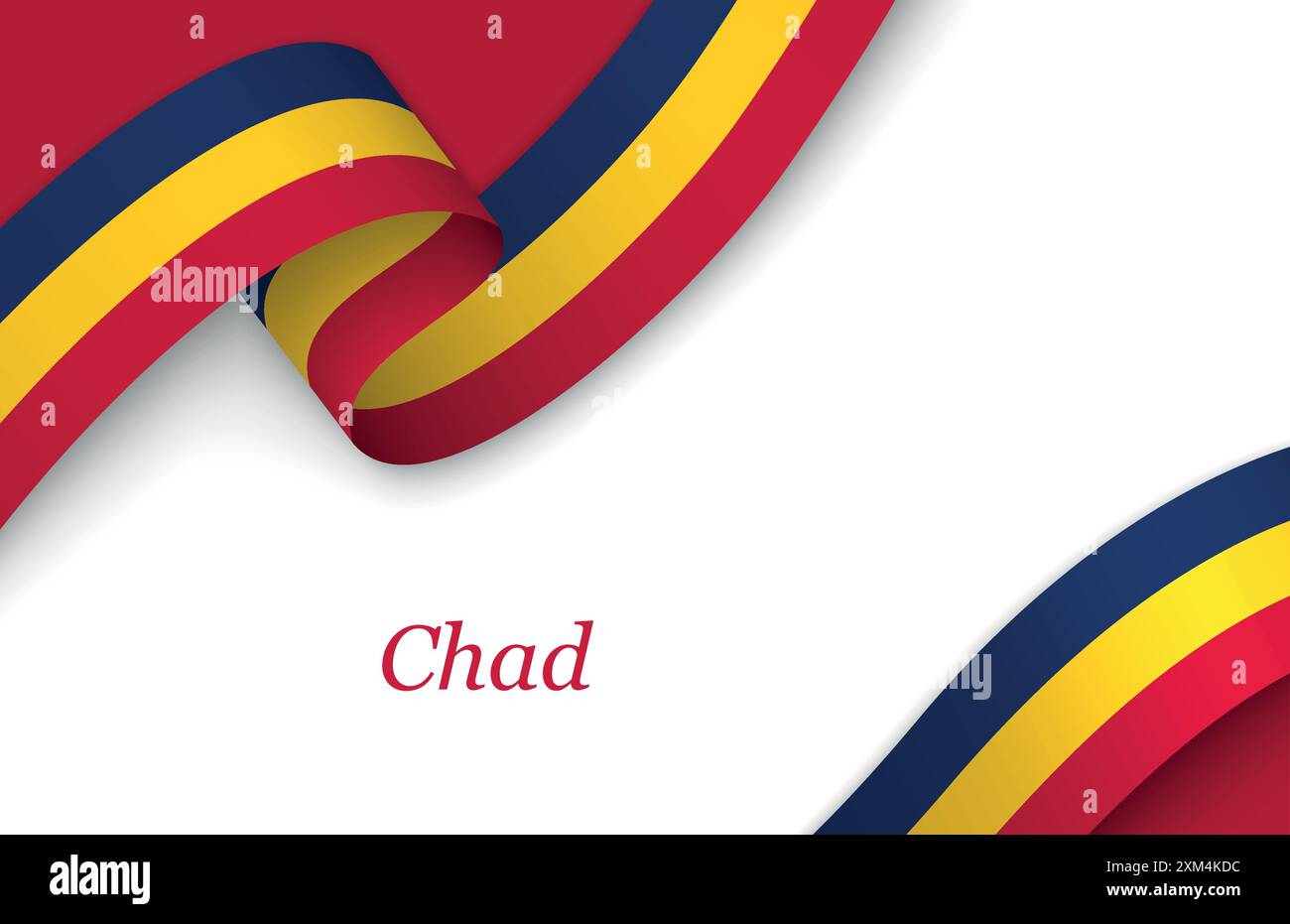Curved ribbon with fllag of Chad on white background with copyspace ...