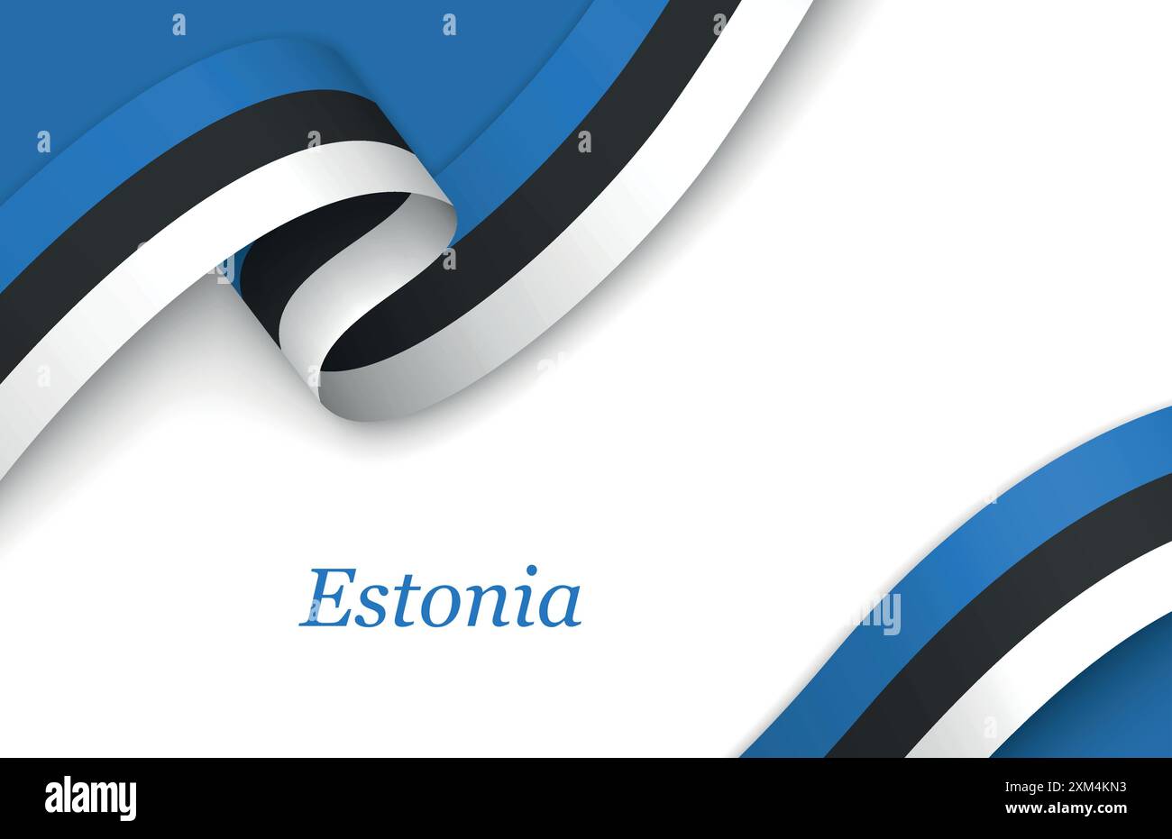 Curved ribbon with fllag of Estonia on white background with copyspace ...
