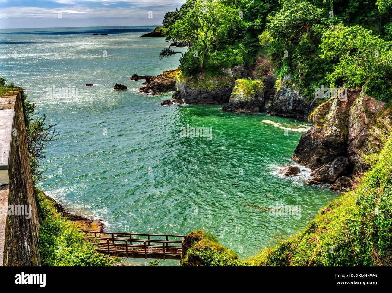 Colorful Cliff Castle Cove Beach Dartmouth Devon England. Castle ...