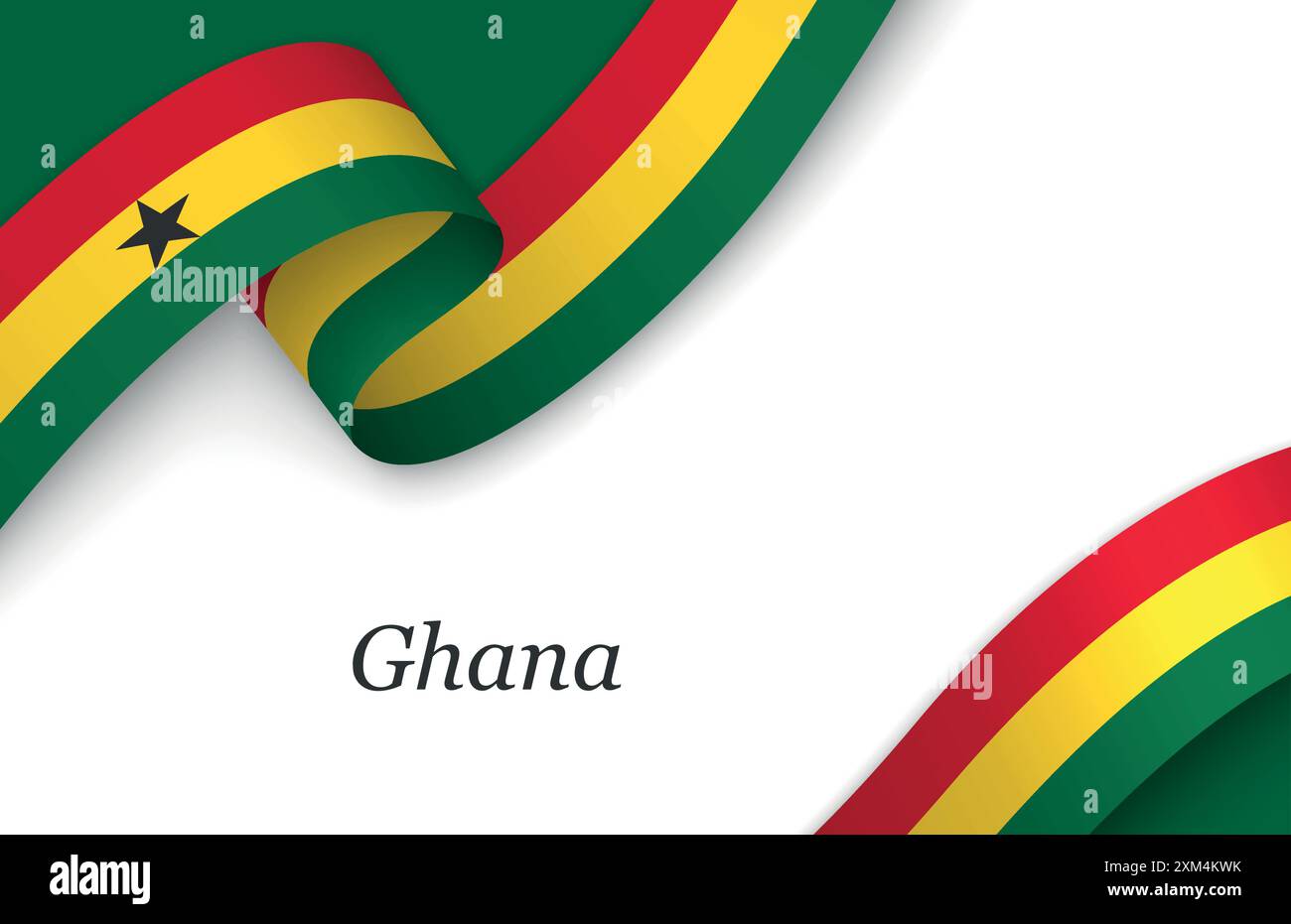 Curved ribbon with fllag of Ghana on white background with copyspace ...