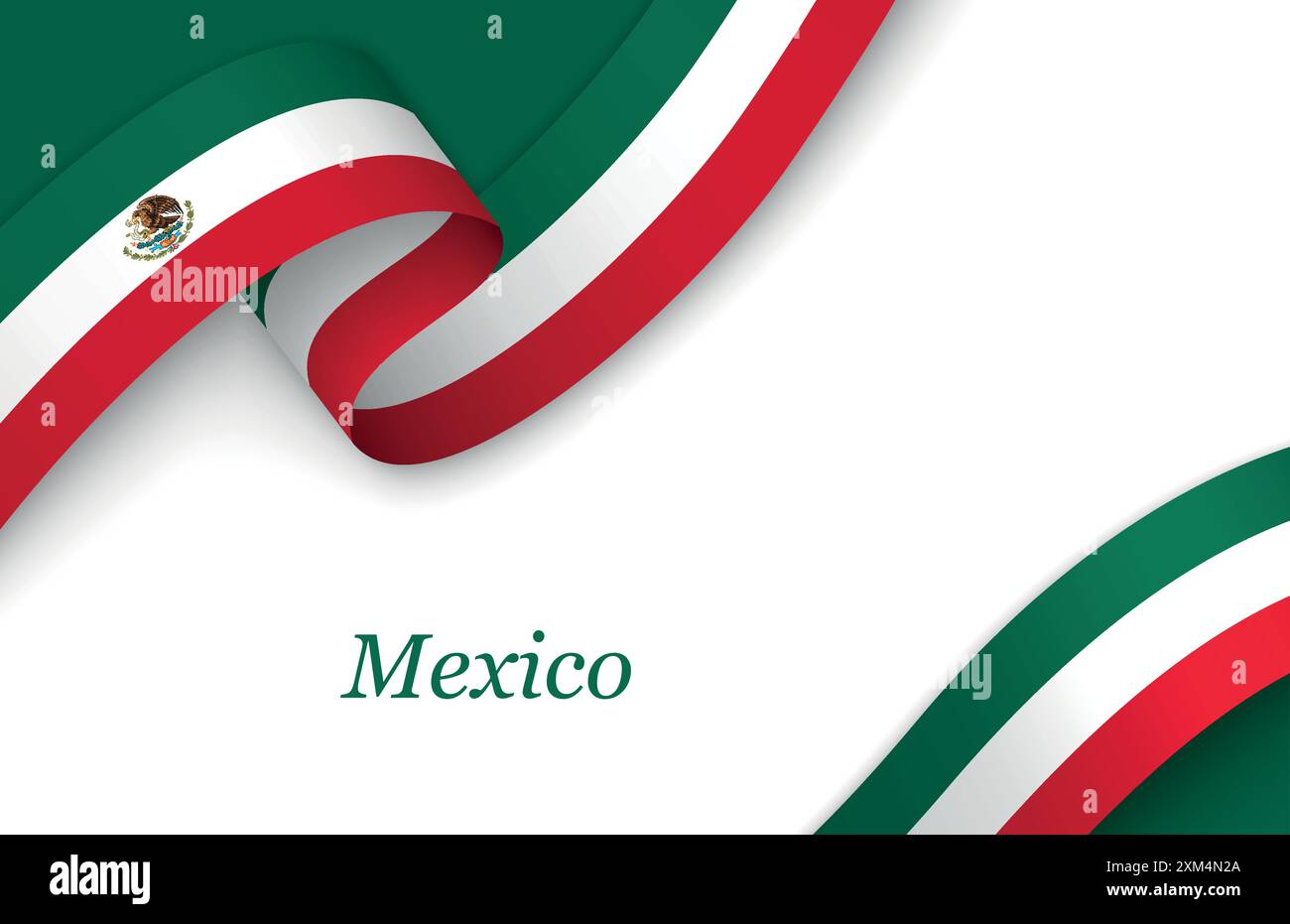 Curved ribbon with fllag of Mexico on white background with copyspace ...