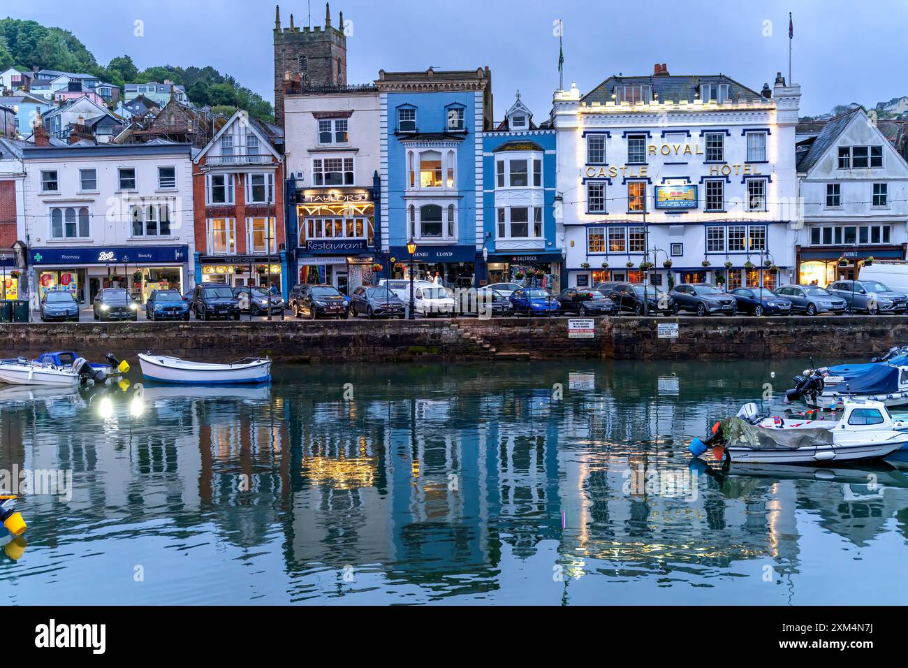 Colorful Hotels Restaurants Shops Boats Harbor Marina Water Reflection ...