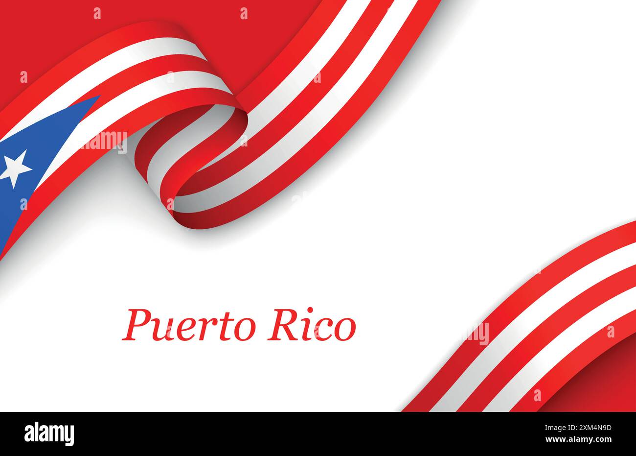 Curved ribbon with fllag of Puerto Rico on white background with ...