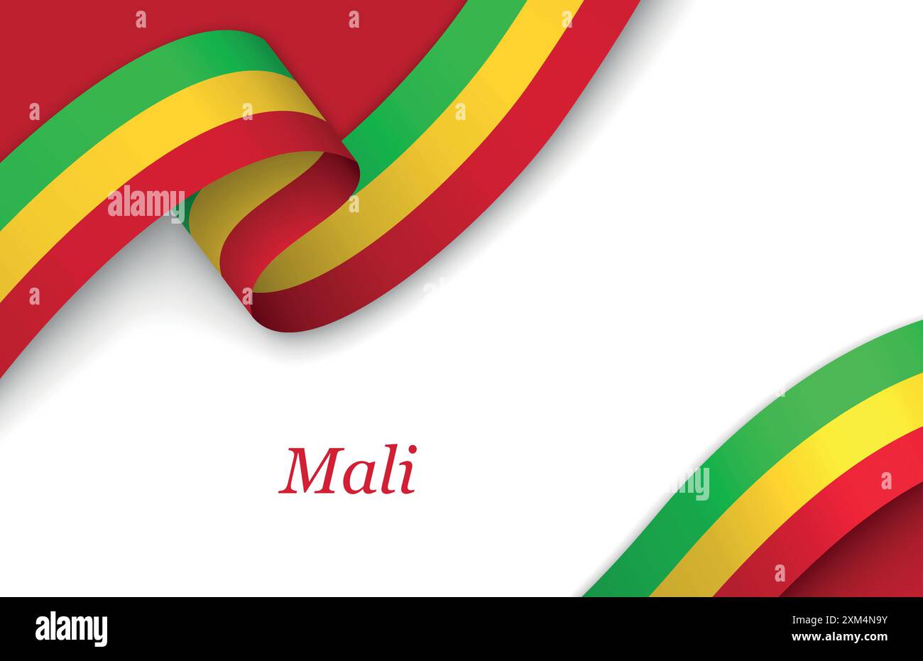 Curved ribbon with fllag of Malion white background with copyspace ...