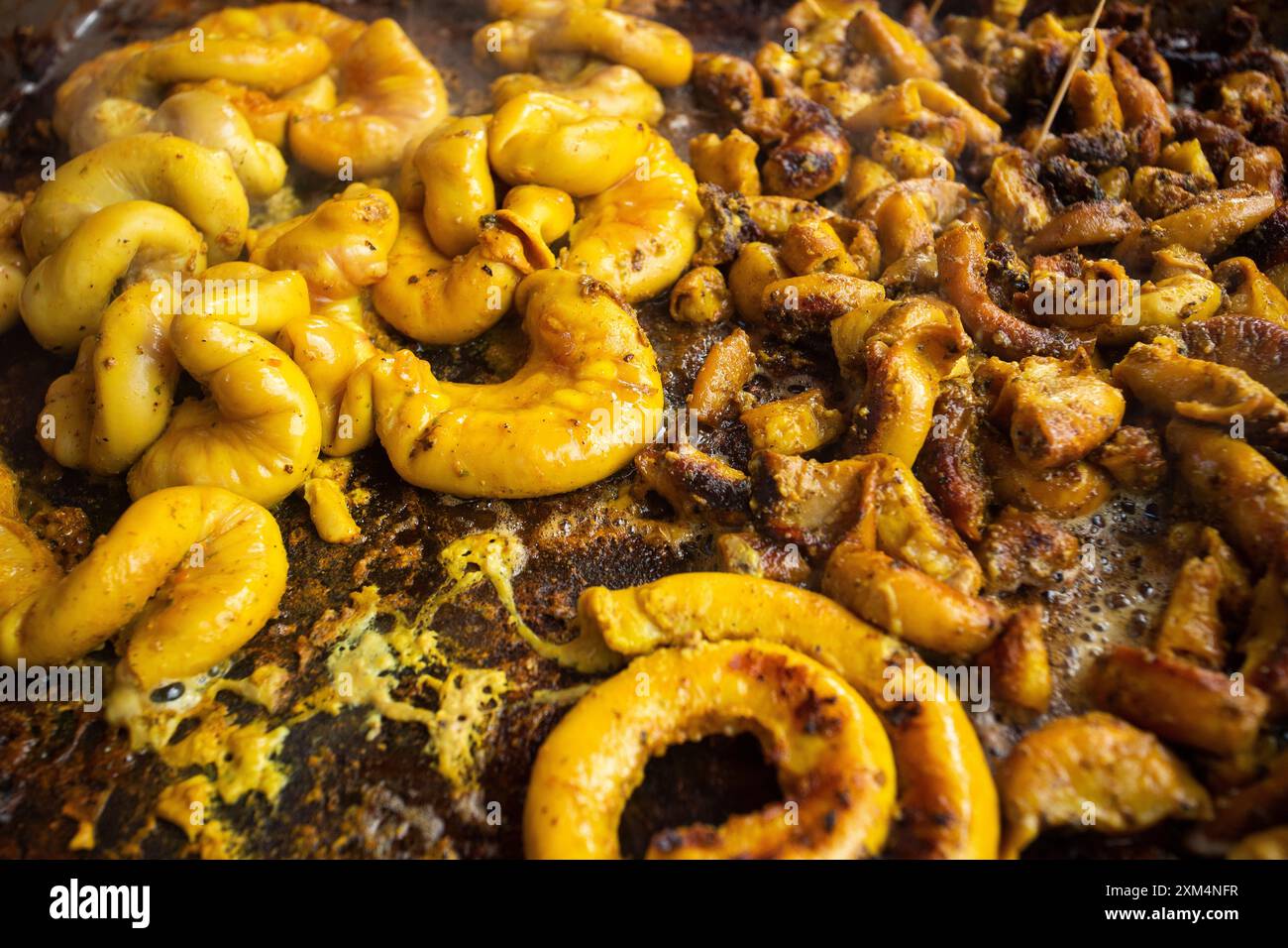 chunchullo small intestine of the cow - Traditional street food Stock ...