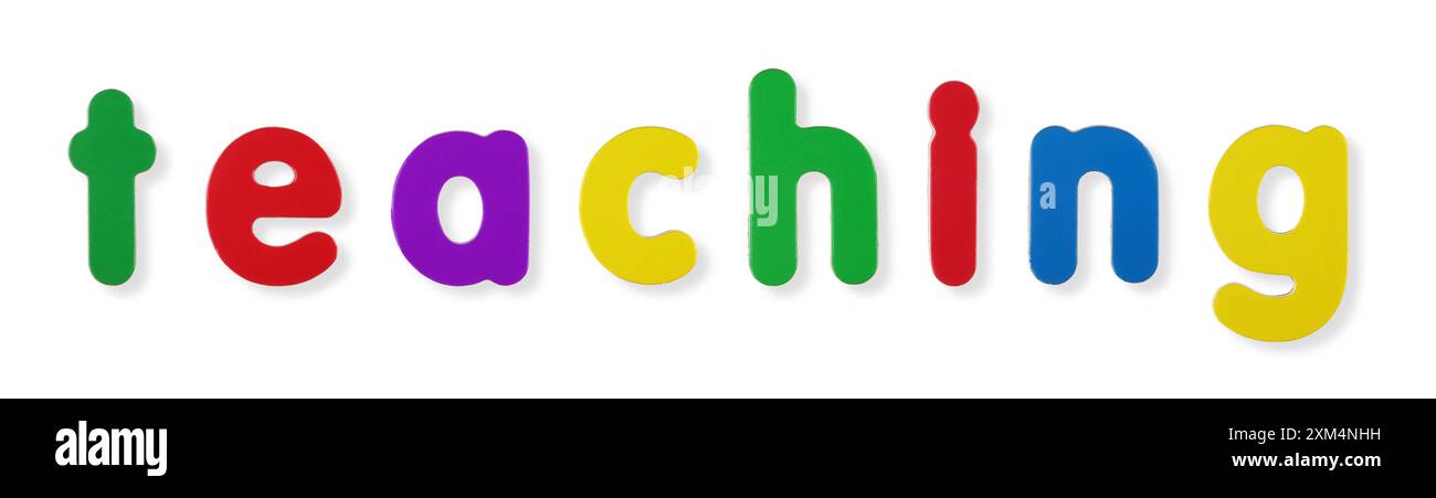 teaching word in coloured magnetic letters Stock Photo - Alamy