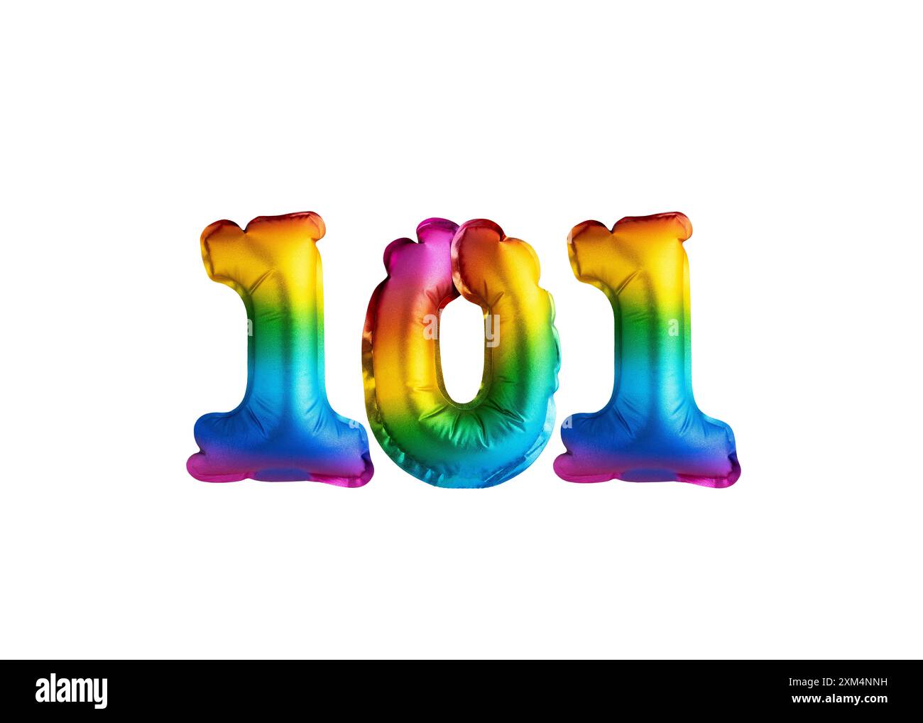 Multicolored balloon for number 101 celebration. Happy birthday on ...