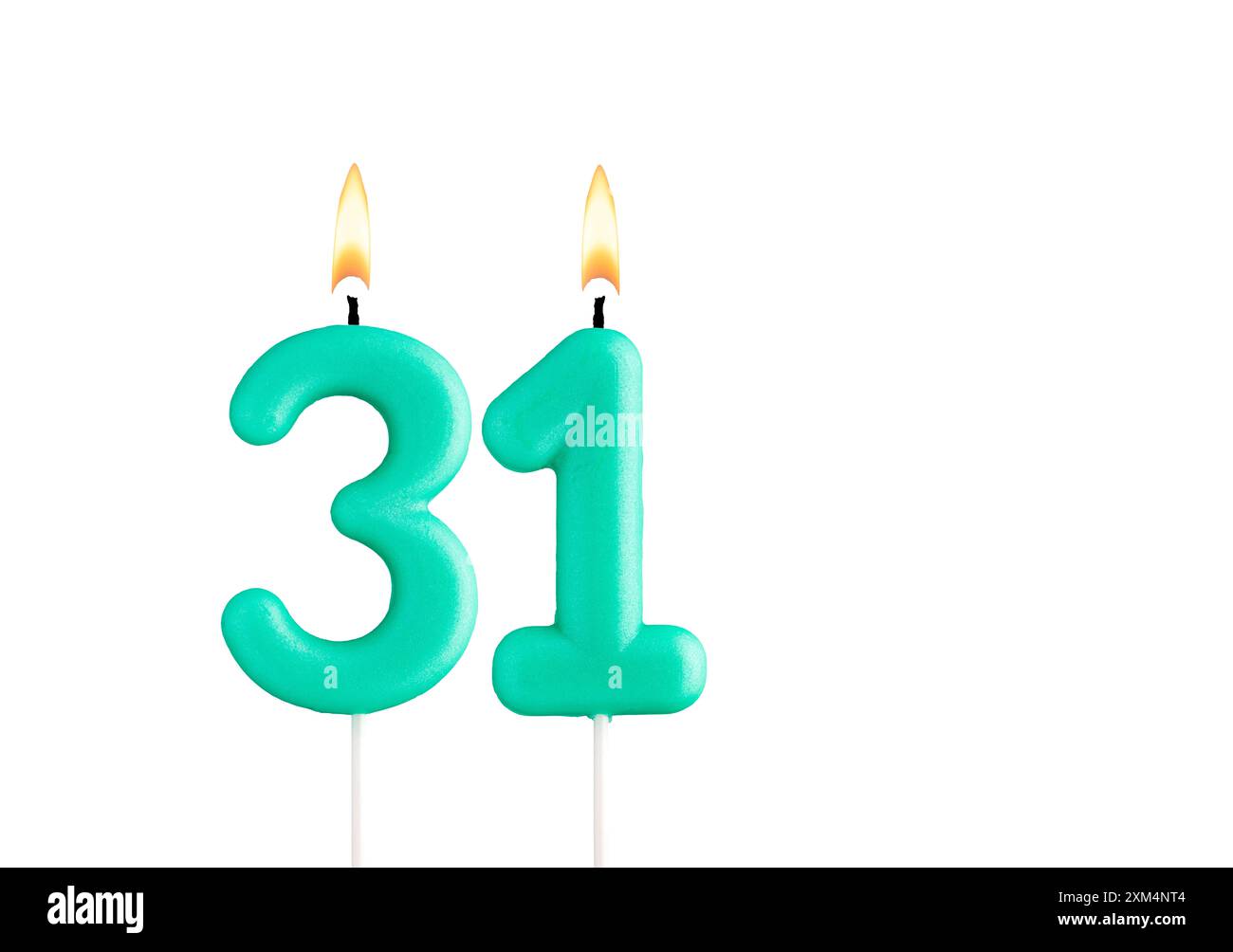 Green birthday candle on white background - Candle number 31 Stock ...