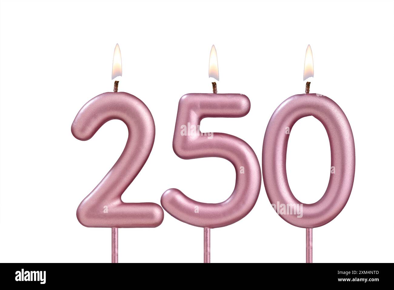 Lit birthday candle - Candle number 250 on white background Stock Photo ...