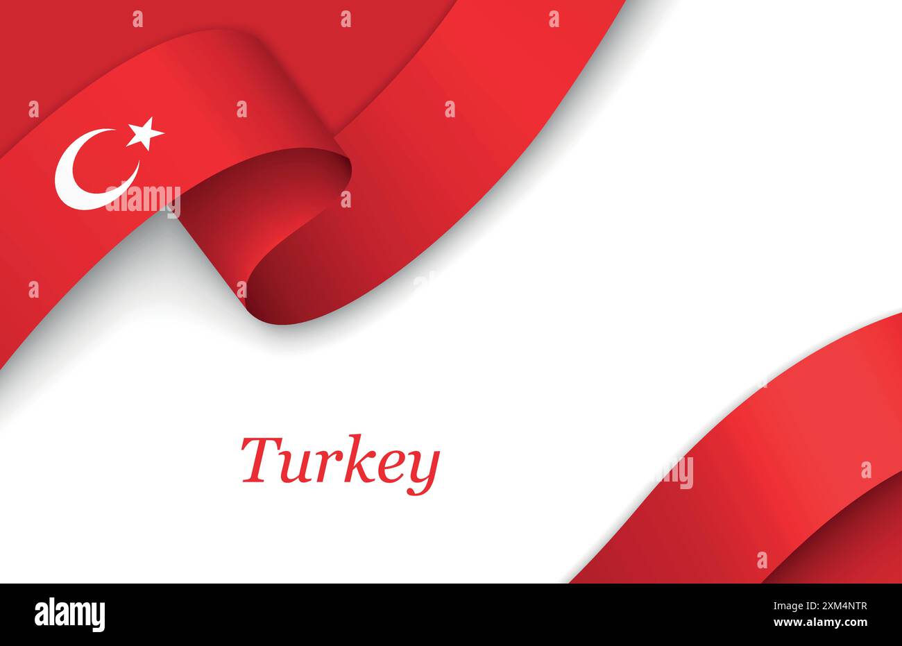 Curved ribbon with fllag of Turkey on white background with copyspace ...