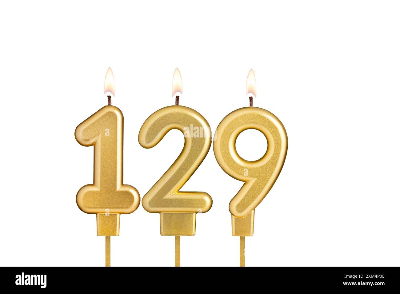 Birthday candle number 129 on white background Stock Photo - Alamy