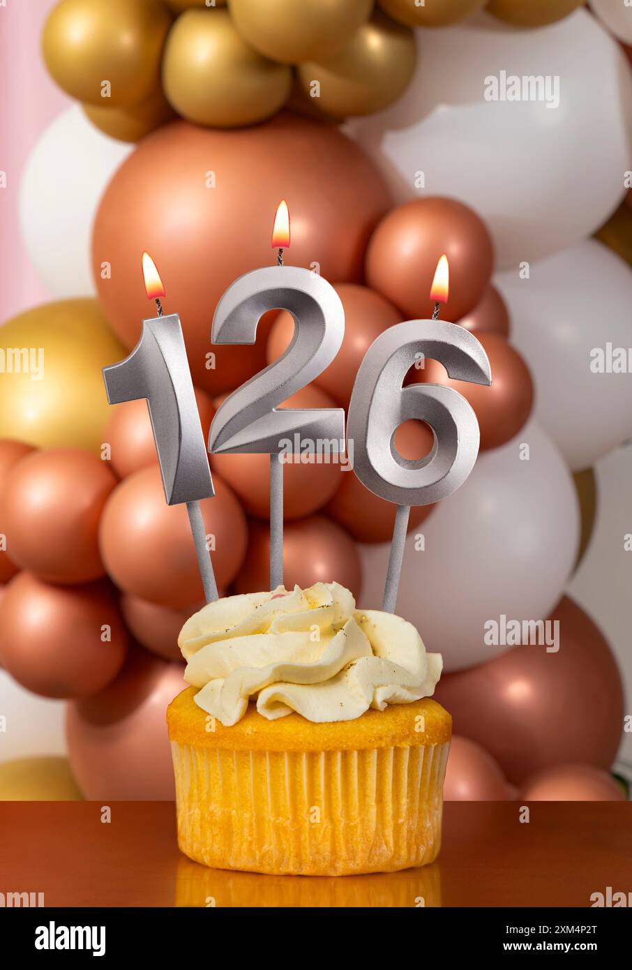 Birthday candle number 126 - Celebration balloons background Stock ...