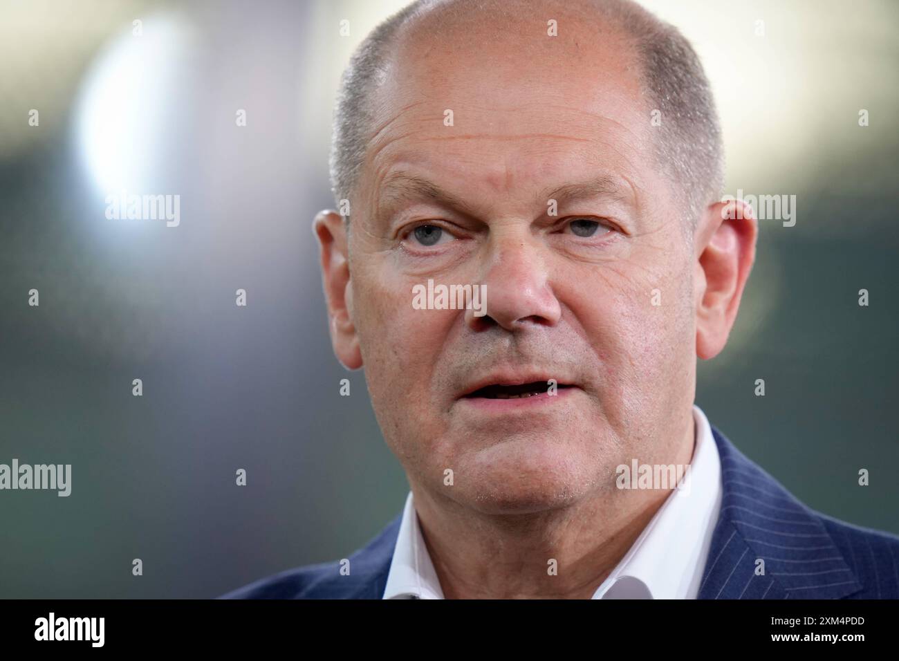 Bundeskanzler Scholz beim Kanzlergespraech in Saarbruecken Bundeskanzler Olaf Scholz im closeup ...