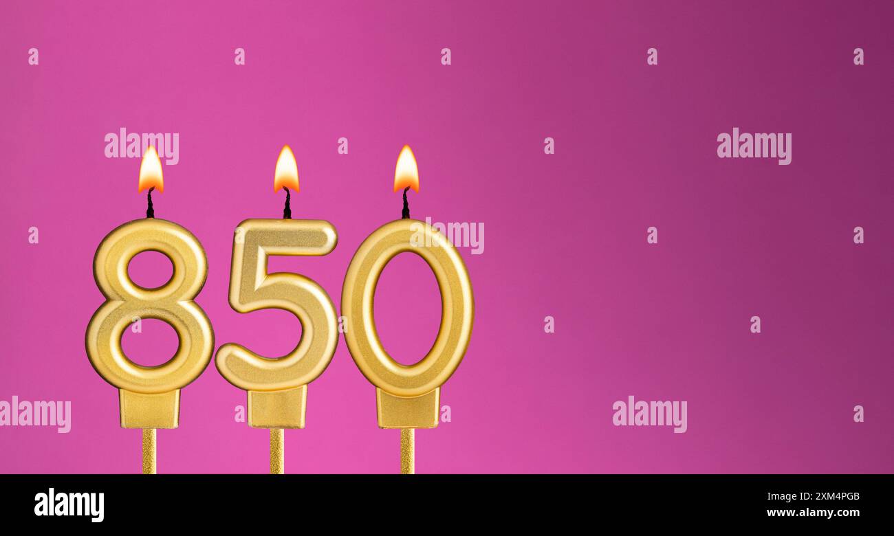 Birthday card with candle number 850 - purple background Stock Photo ...