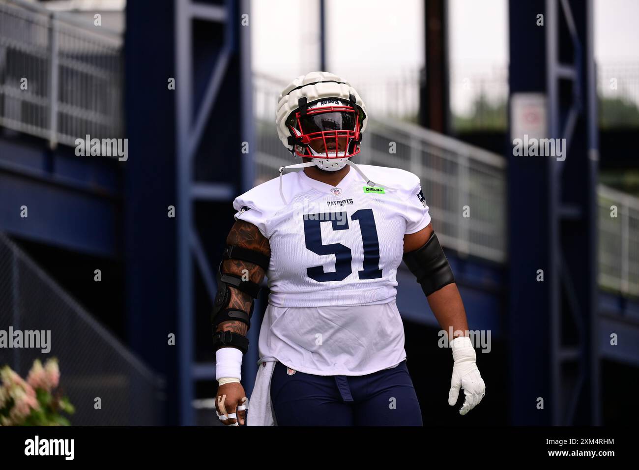 Jul 25, 2024; Foxborough, MA, USA; New England Patriots guard Nick ...