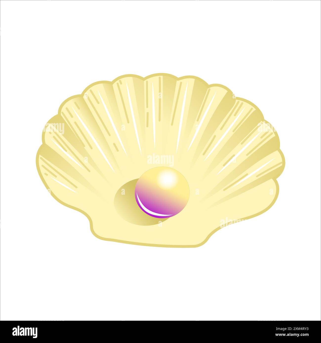Vector illustration of an open seashell with a beautiful pearl inside ...