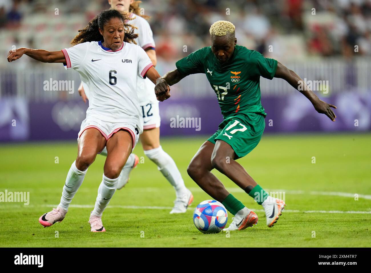 Zambia's Racheal Kundananji, right, attacks against United States ...