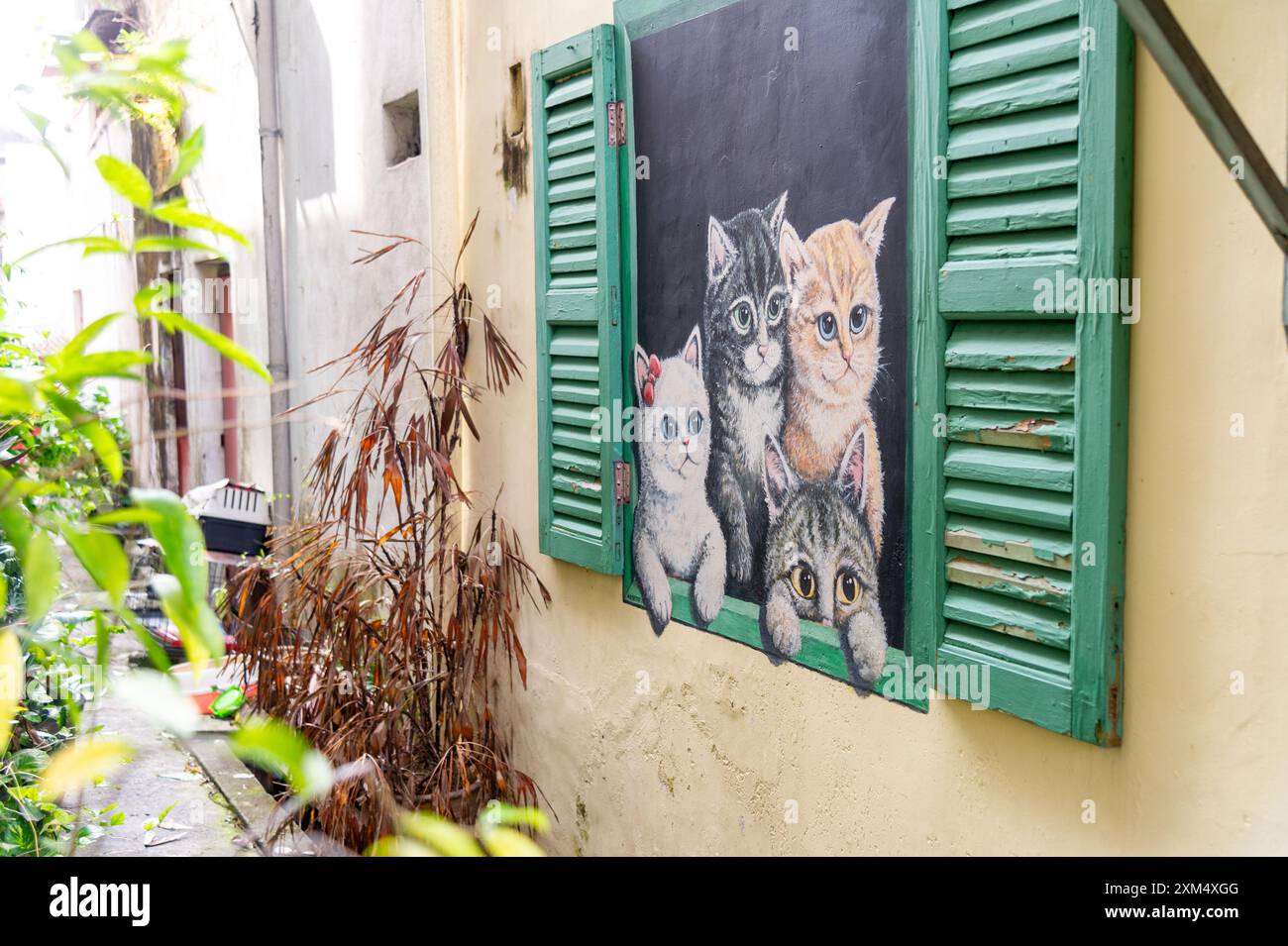 February 24 2023- George Town -Penang-Malaysia One of the famous murals on the walls of the old ...