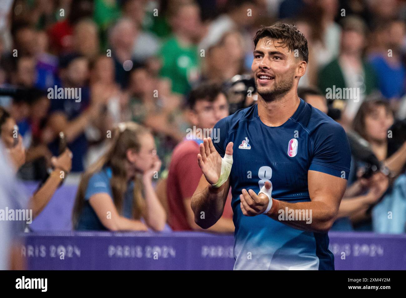 Antoine Zeghdar (France) celebrates at full time, Rugby Sevens, Men's ...
