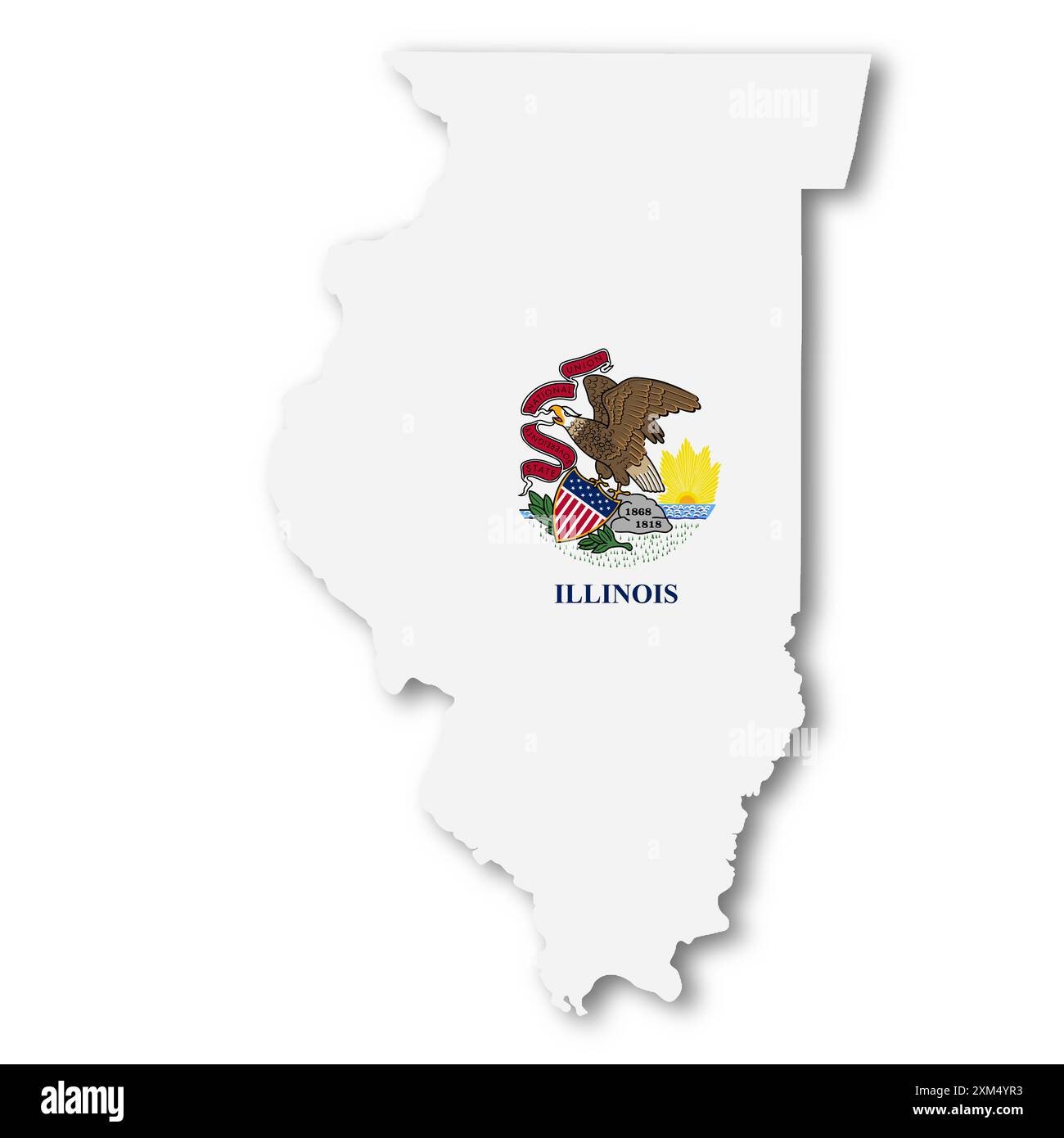 Illinois State Flag Map Illustration with clipping path Stock Photo - Alamy