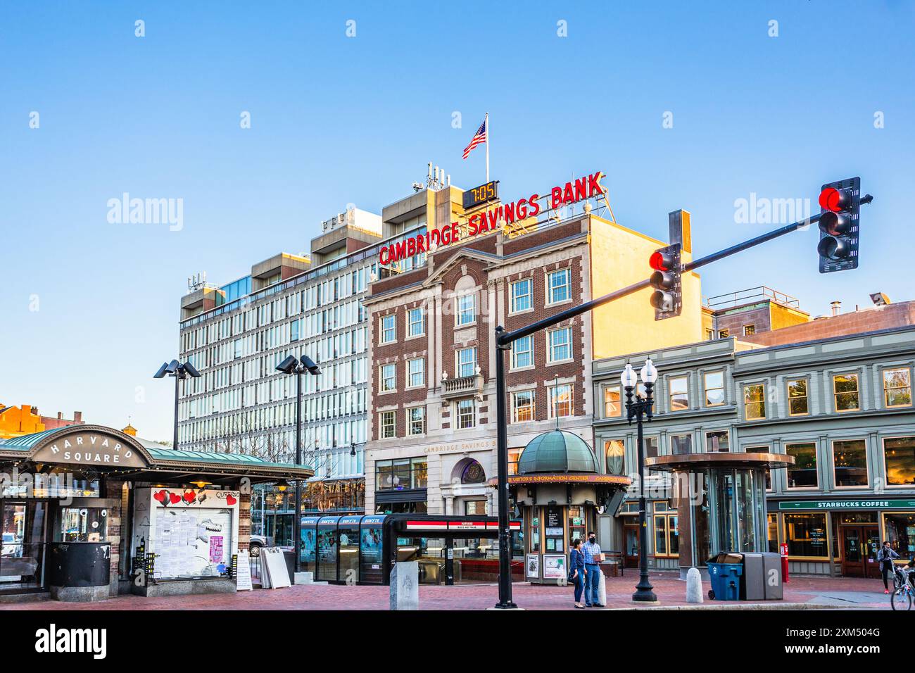 Cambridge, Massachusetts, USA - April 27, 2021: View of Harvard Square ...