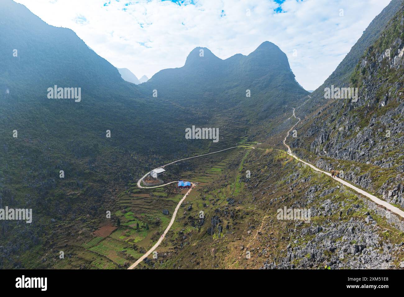 Ha Giang aerial landscape in Northern Vietnam. drone aerial view of Ha ...