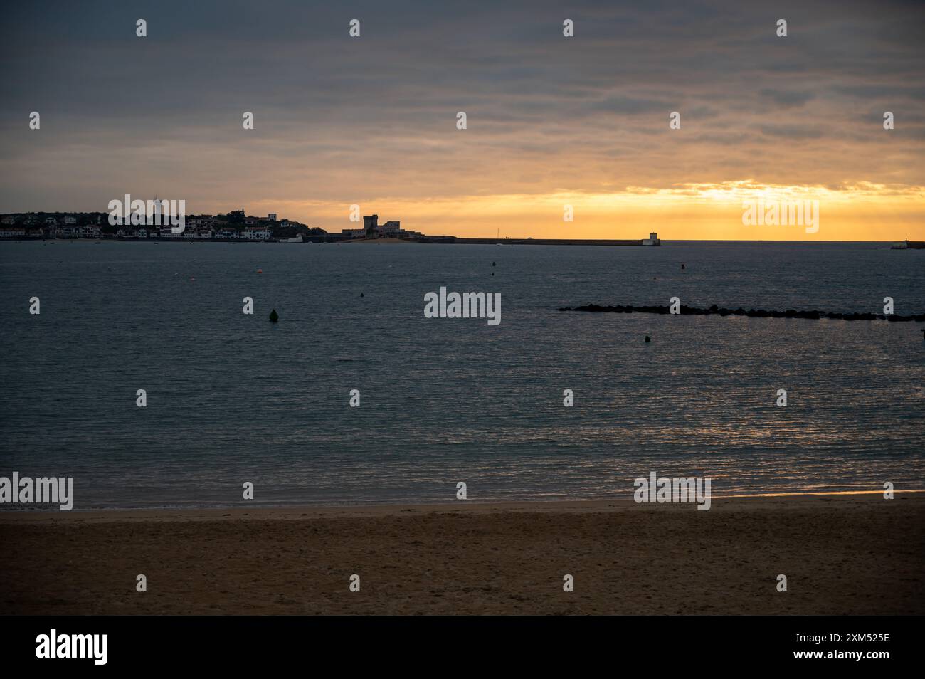Ciboure and Saint-Jean-de-Luz bay and sandy beach on Basque coast on ...