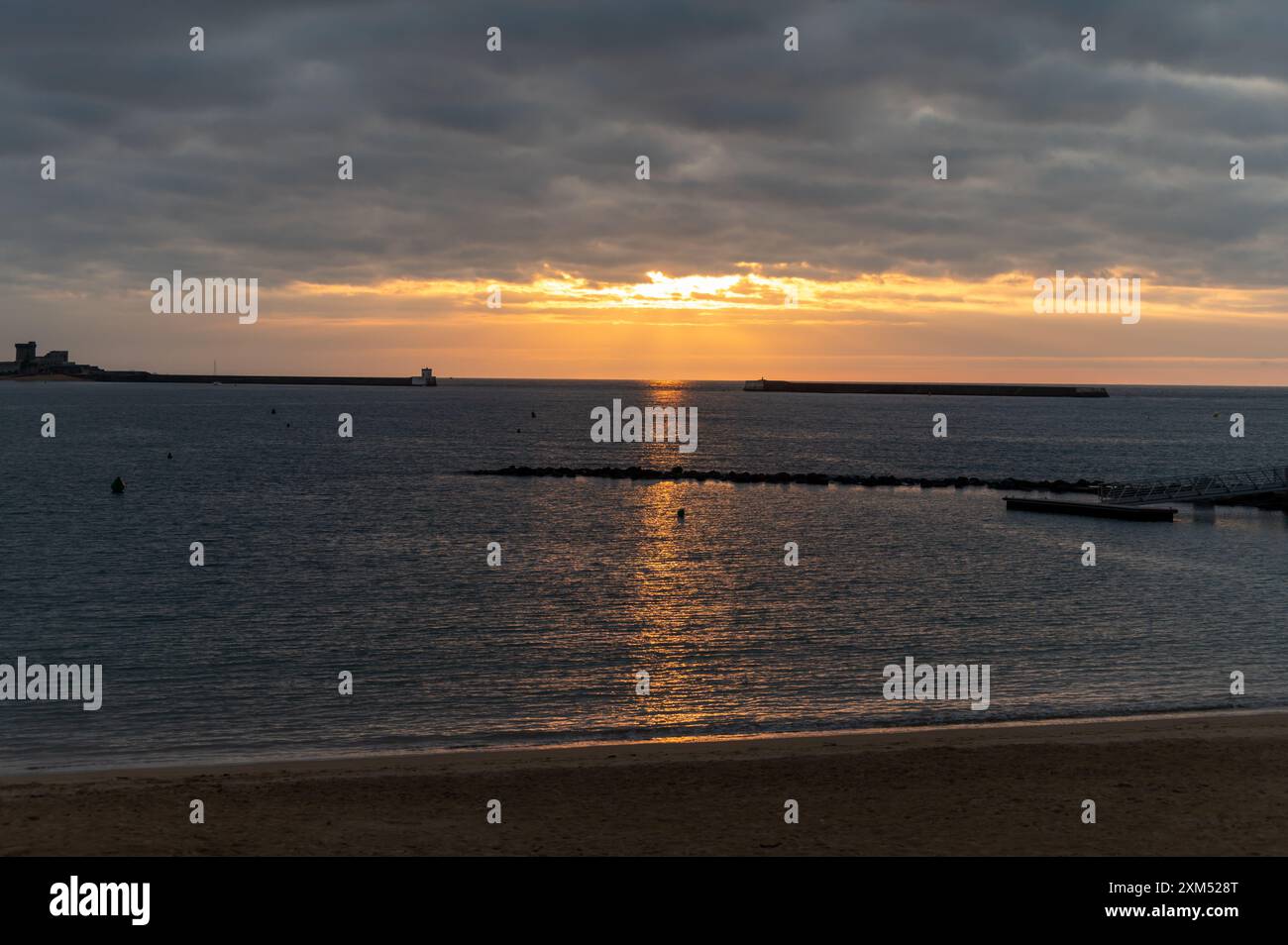 Ciboure and Saint-Jean-de-Luz bay and sandy beach on Basque coast on ...