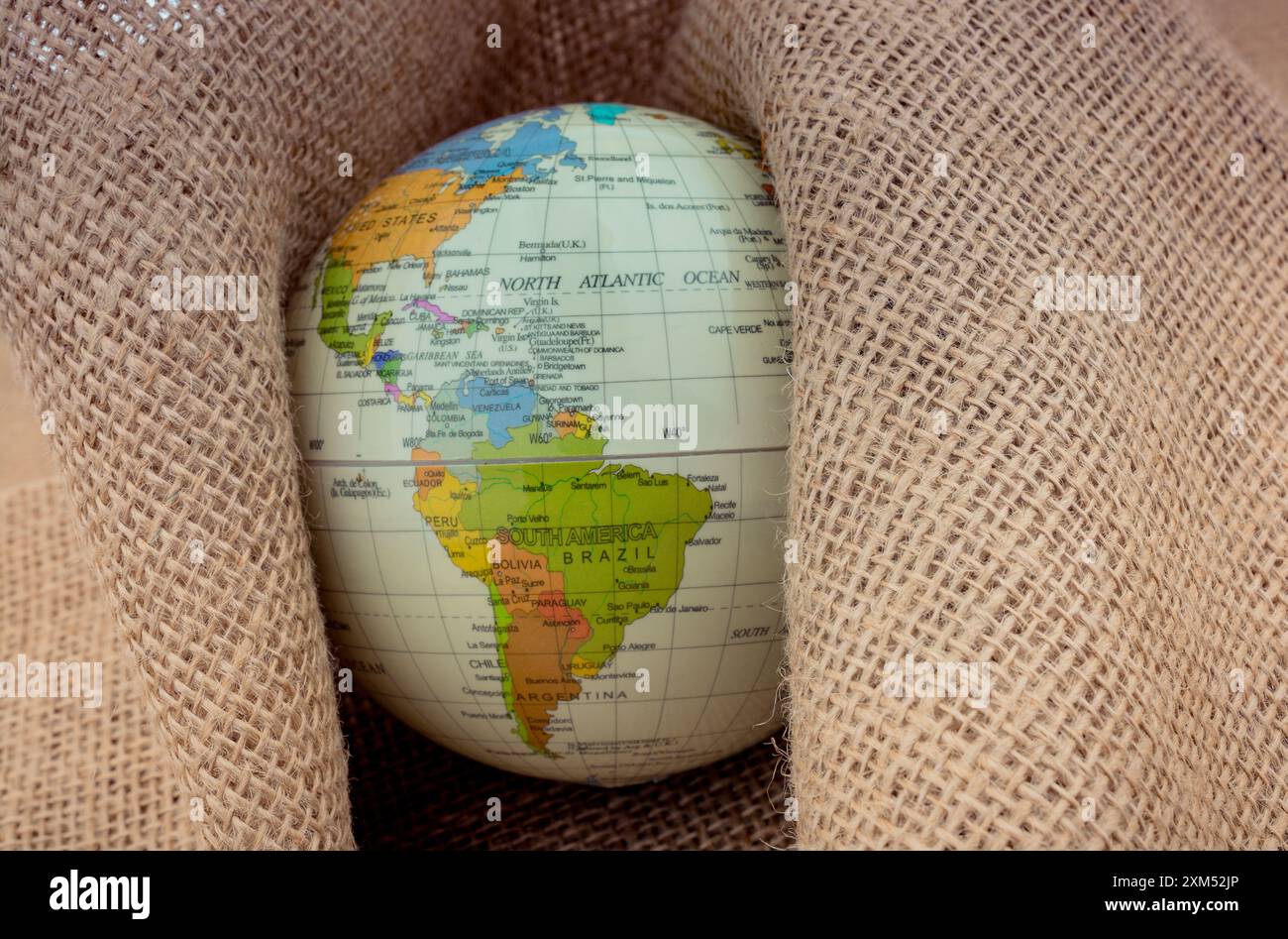Globe is placed on canvas background Stock Photo - Alamy