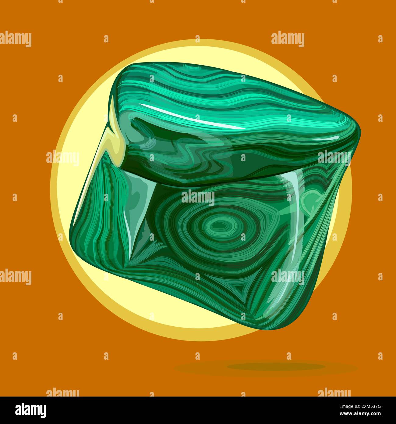 Natural untreated malachite gem. Vector illustration of green malachite ...