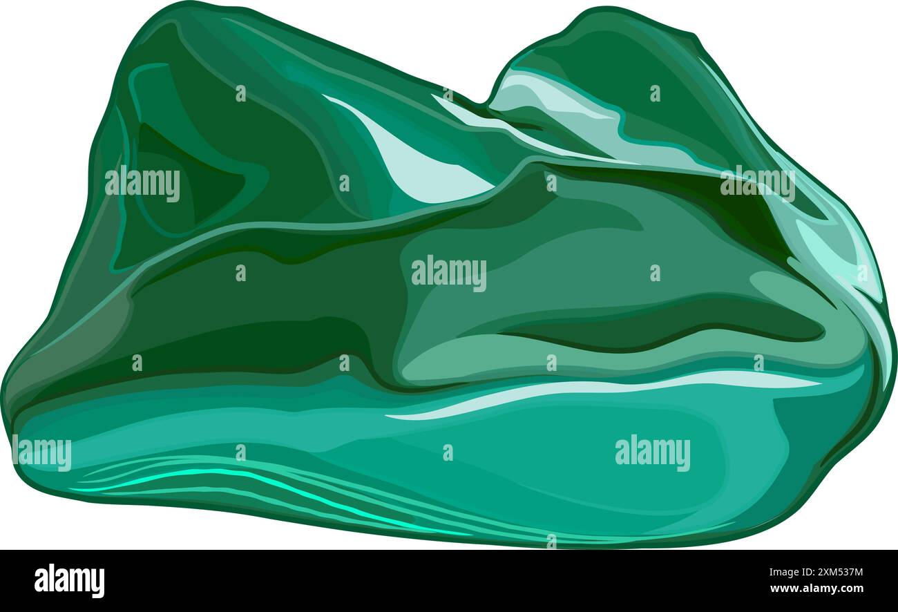 Natural untreated malachite gem. Vector illustration of green malachite ...