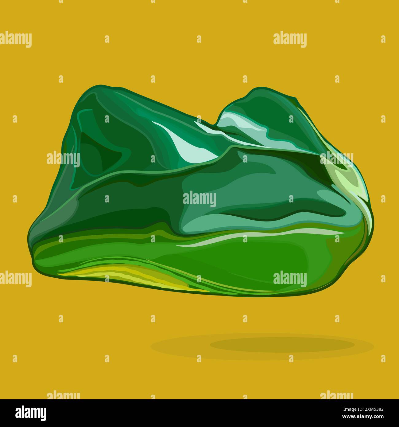 Natural untreated malachite gem. Vector illustration of green malachite ...